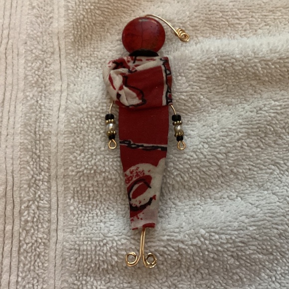 JS Tores | Jewelry | Js Tores Brooch Red Black White Gold Beaded Arms ...